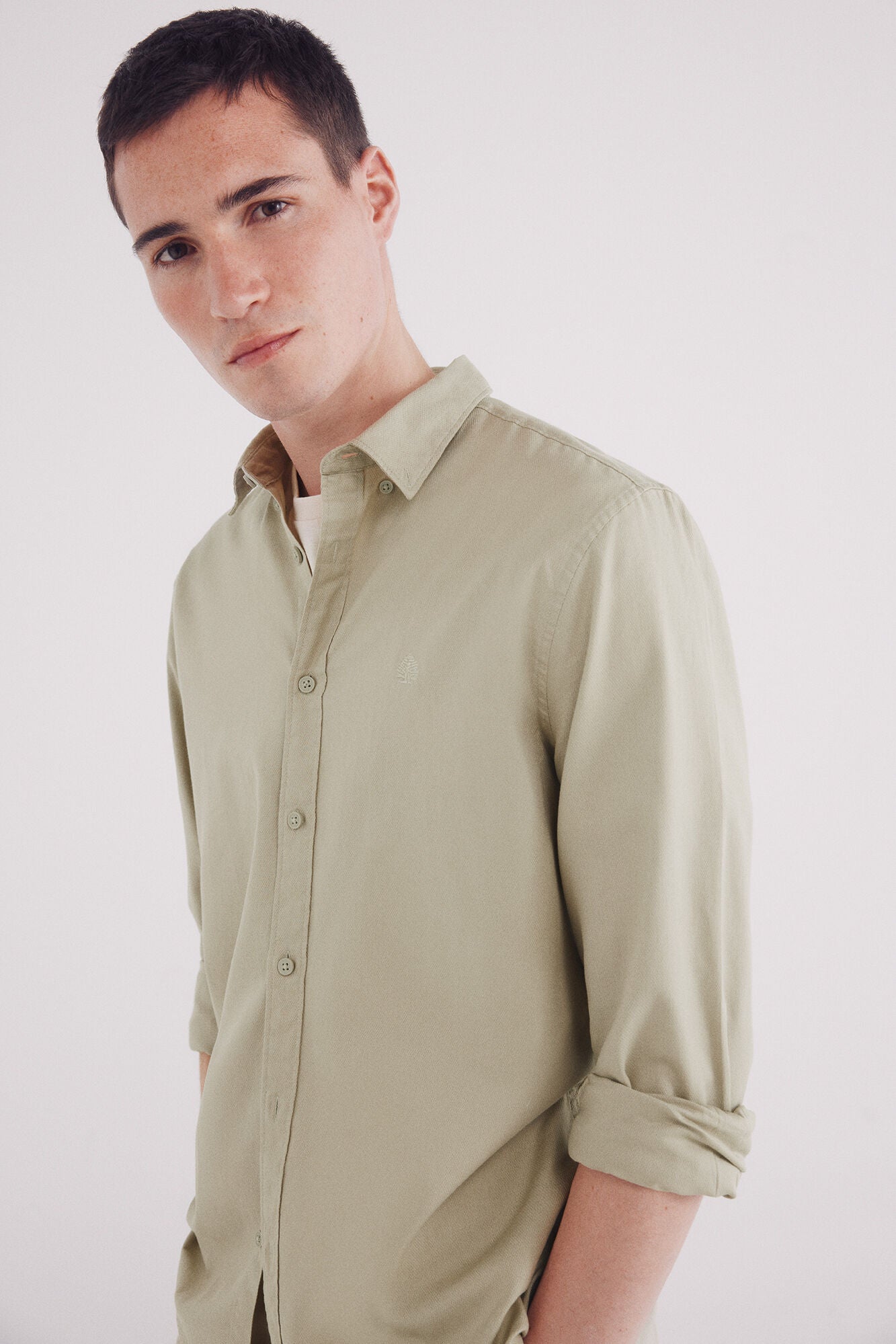 Light Khaki Shirts|garment dyed structured shirt|Springfield ...