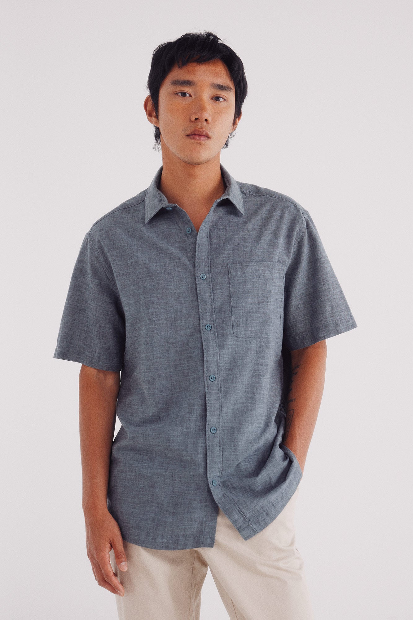 short sleeve sleeved linen shirt|Men|Springfield – Springfield KSA