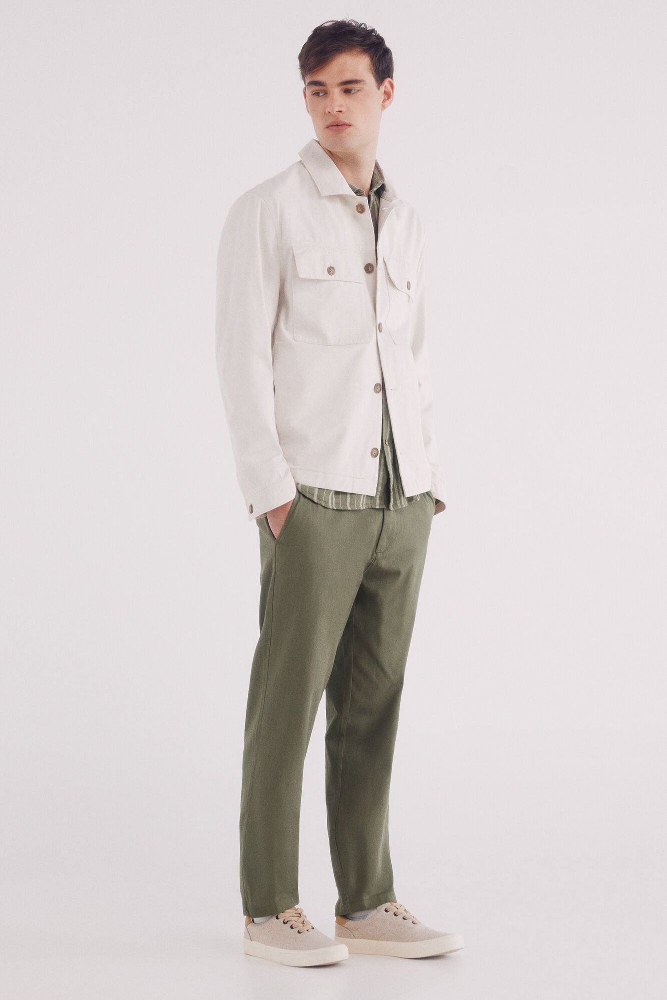linen- cotton overshirt|Springfield – Springfield KSA