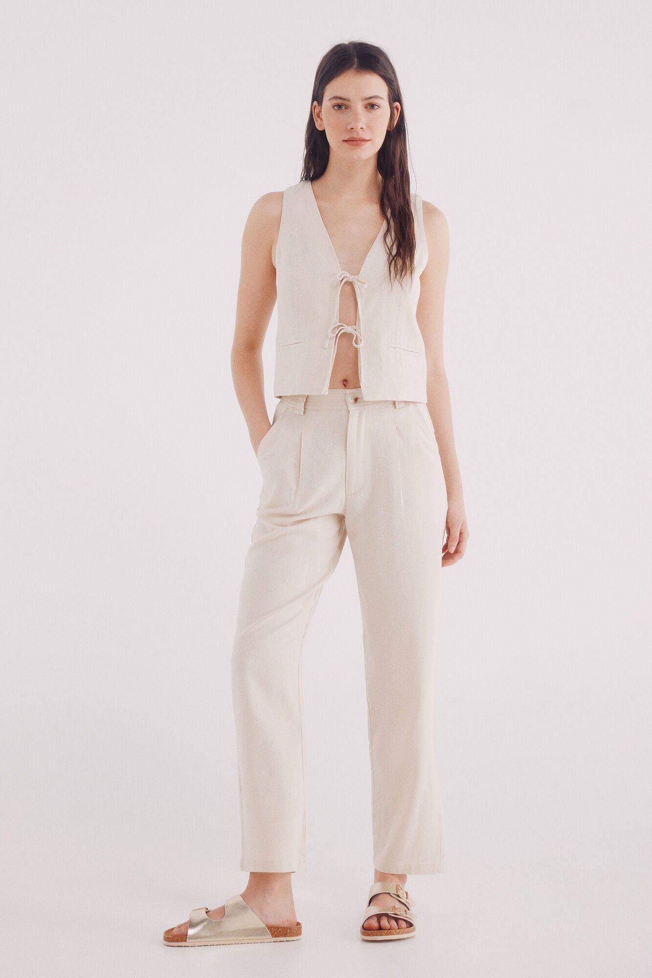 Brown Trousers|Basic linen trousers|Springfield – Springfield KSA